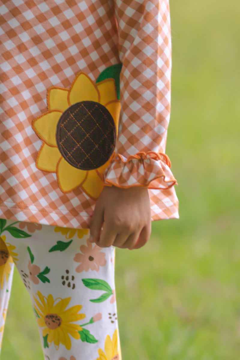 Sunflower Evenings Appliquéd Swing Top & Ruffled Leggings Set ...